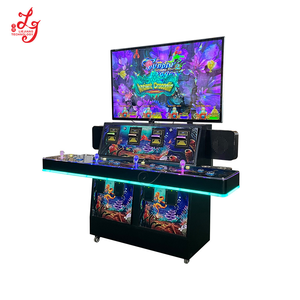 55 Inch 4 Players Stand Up Fish Tables Cabinet With 55 Inch HD LG ...